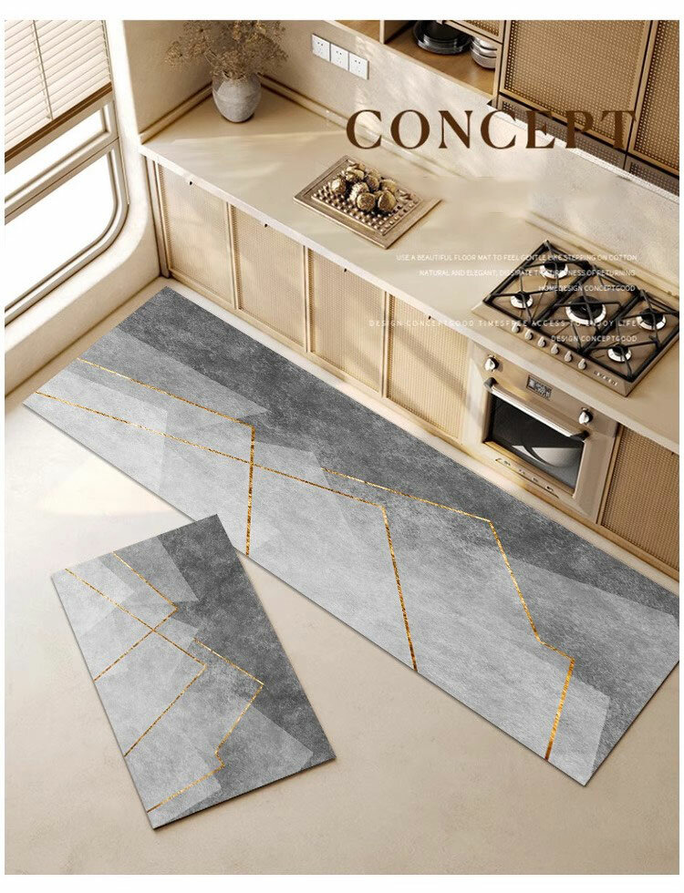 Коврик безворсовый Икеа, противоскользящий, 40х120+40х60 см, 2шт，Серый, градиент