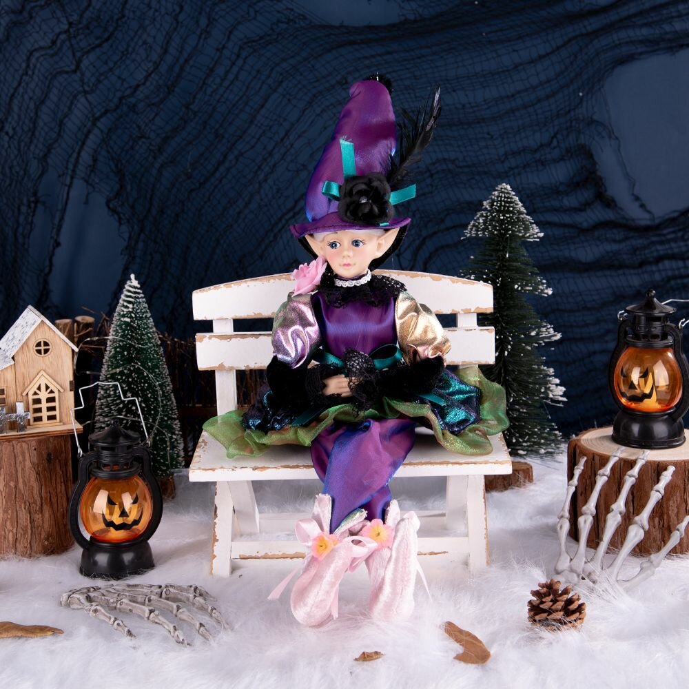 Хэллоуинская кукла-эльф, Эльф, черный с Фиолетовый отливом, высота 50см