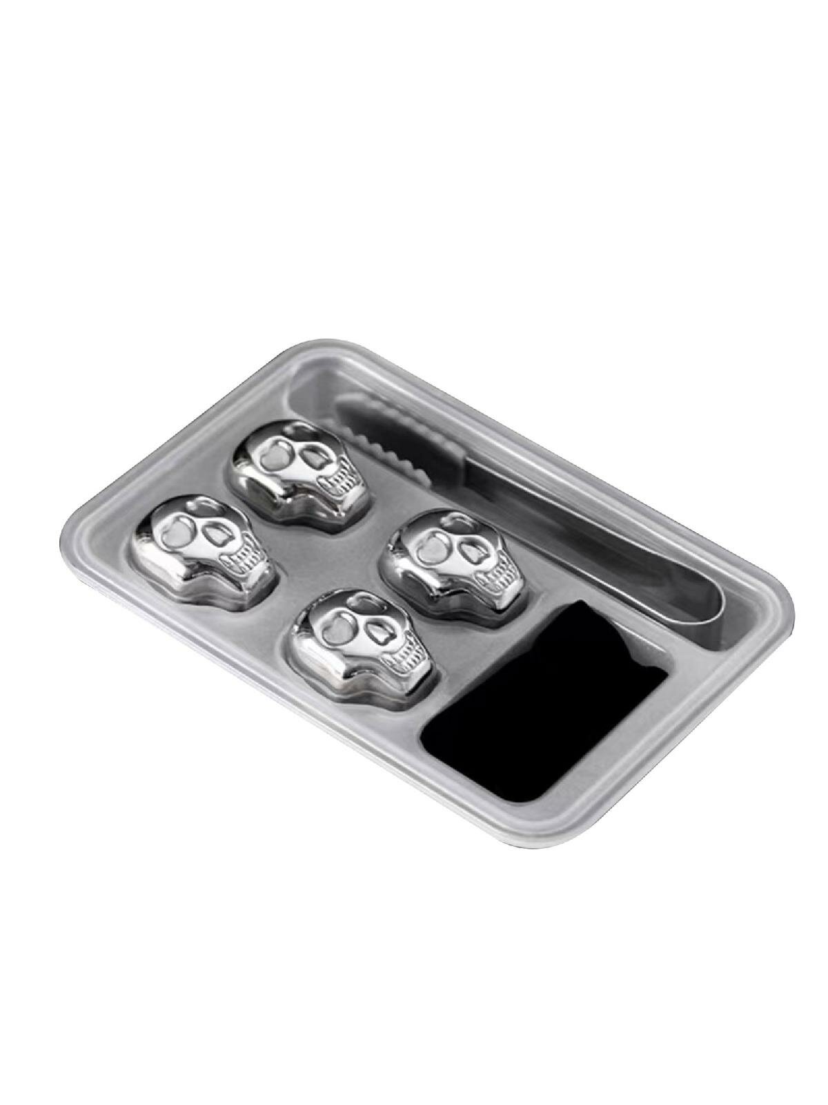 Камни для виски в форме черепа, из нержавеющей стали, многоразовые, для охлаждения виски, металлические камни для охлаждения напитков