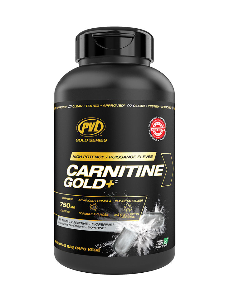 Л-карнитин "PVL CARNITINE GOLD+" 228 Caps, 270 г, вегетарианские капсулы