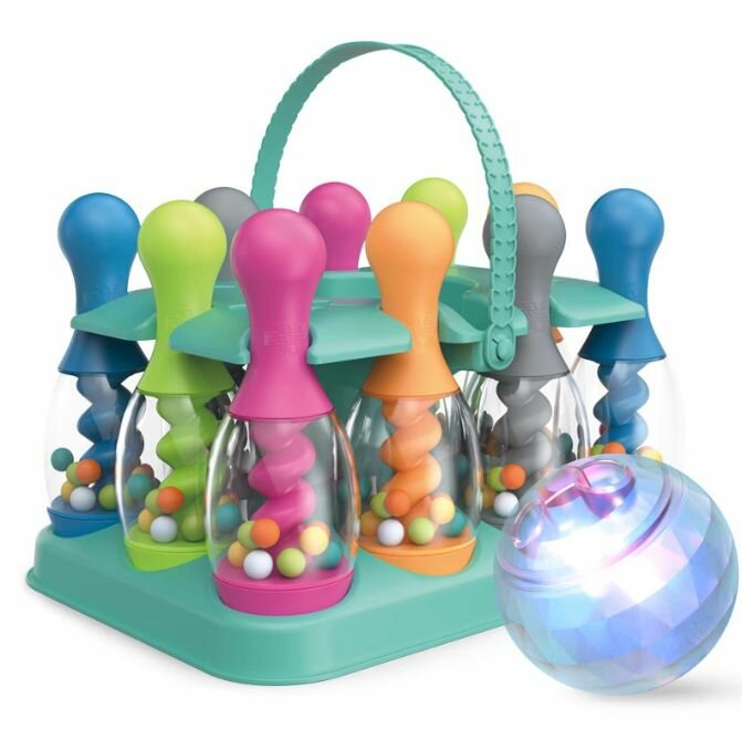 Набор для боулинга для детей с светящимся мячом и переносной корзиной