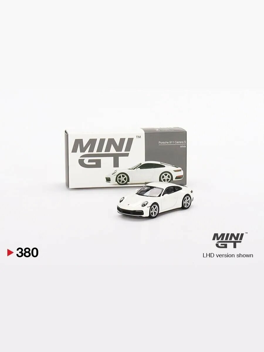Машинка TSM MINI GT 1/64 #380 Porsche 911 (992) Carrera S White Die-cast Alloy Car Model Collection Toy Gift