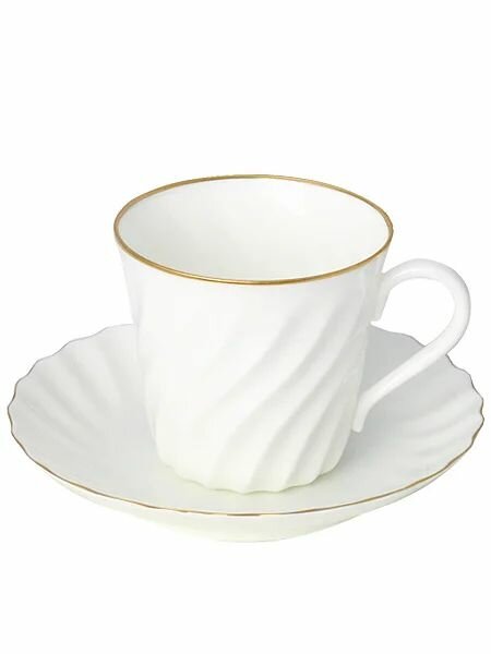 Кофейная чашка с блюдцем форма "Витая", рисунок Золотой кантик", Императорский фарфоровый завод