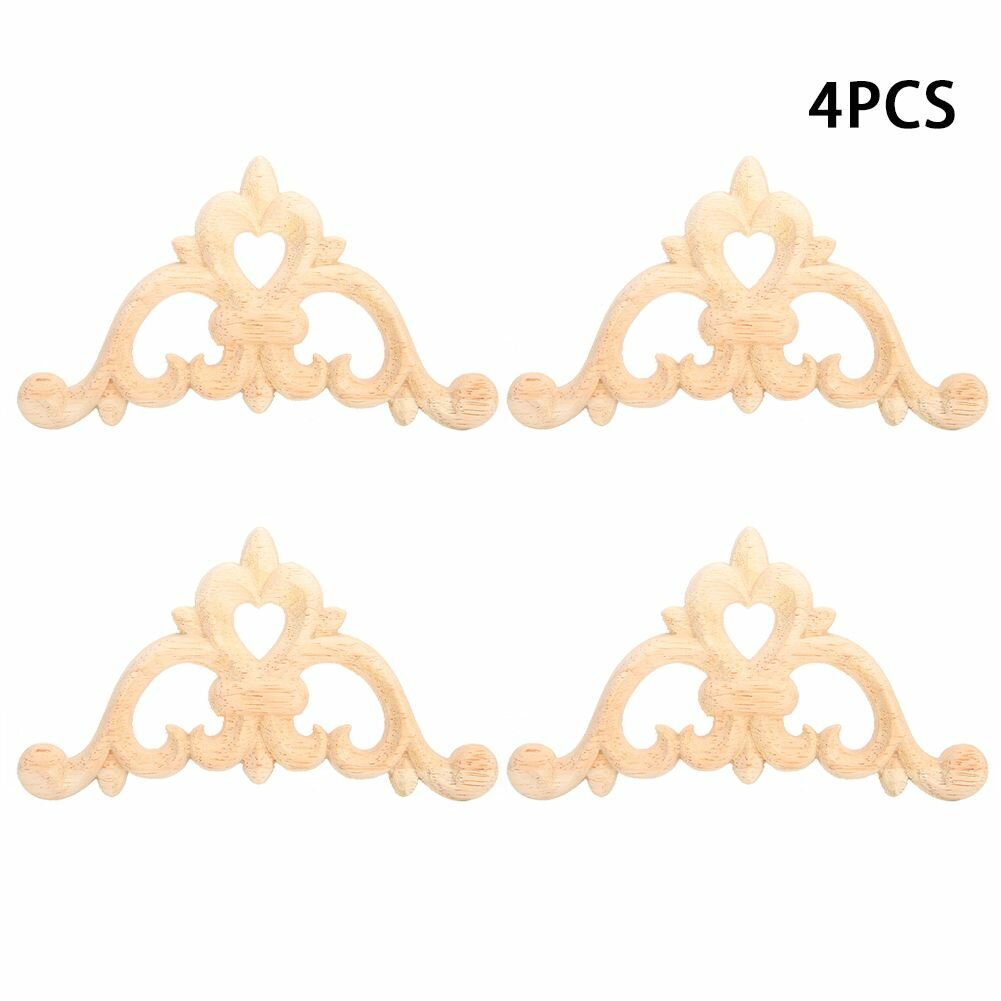 Шт, резная угловая аппликация из дерева, неокрашенная наклейка на шкаф для декора домашней мебели