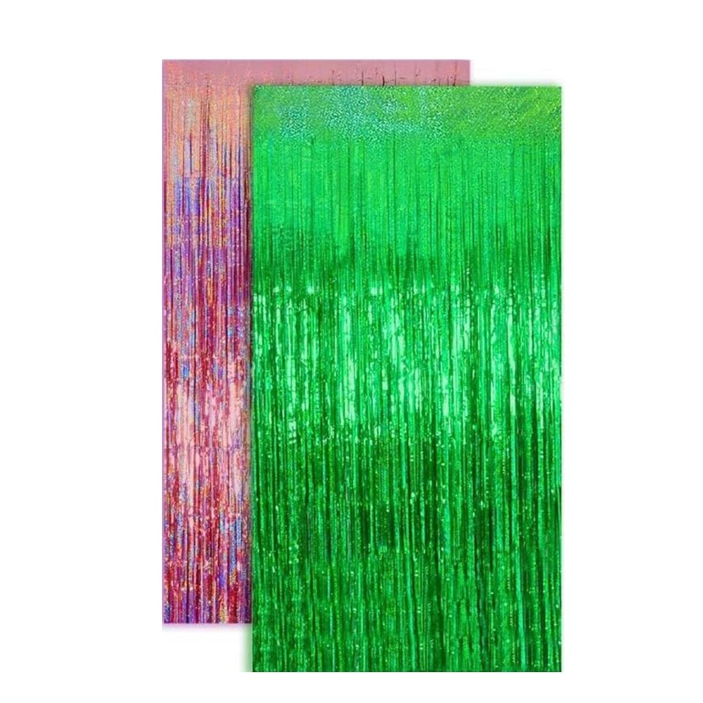 2 штуки, лазерный занавес для украшения вечеринки-лазерный розово-зеленый