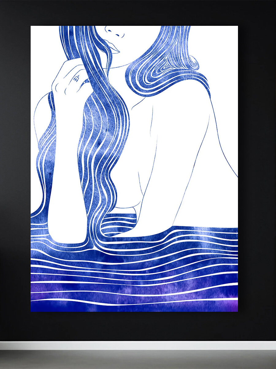 Картина интерьерная - "Силуэт девушки, лицо женщины абстракция" , 40х60 см.