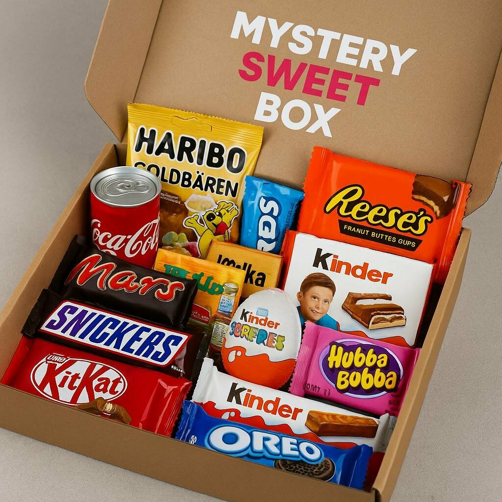 Mystery Sweet Box — Сладкий сюрприз, шоколадные батончики, напитки