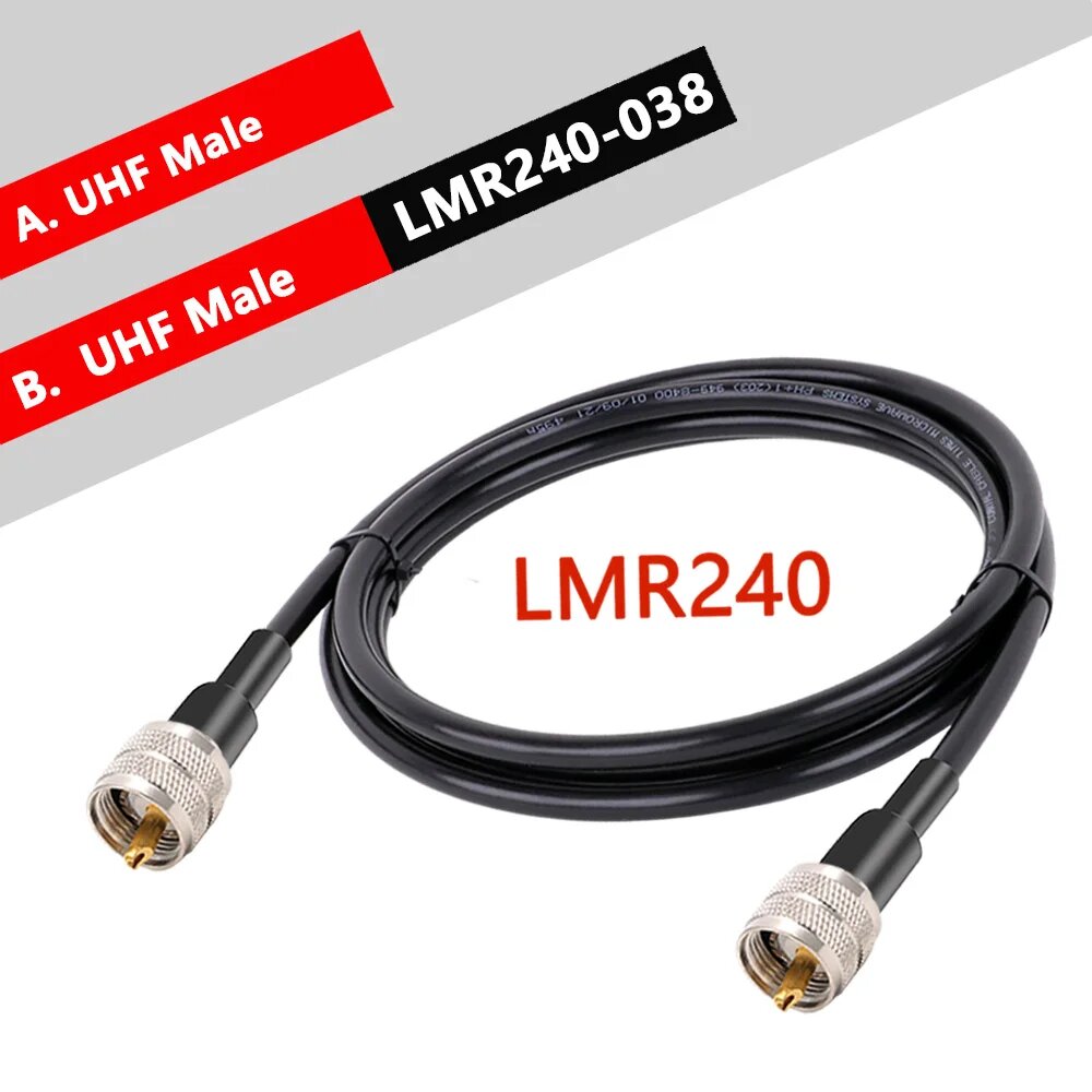 Кабель RF LMR240 PL259-PL259-SO239 50 Ом 50CM(19.65inch), UHF M to UHF M
