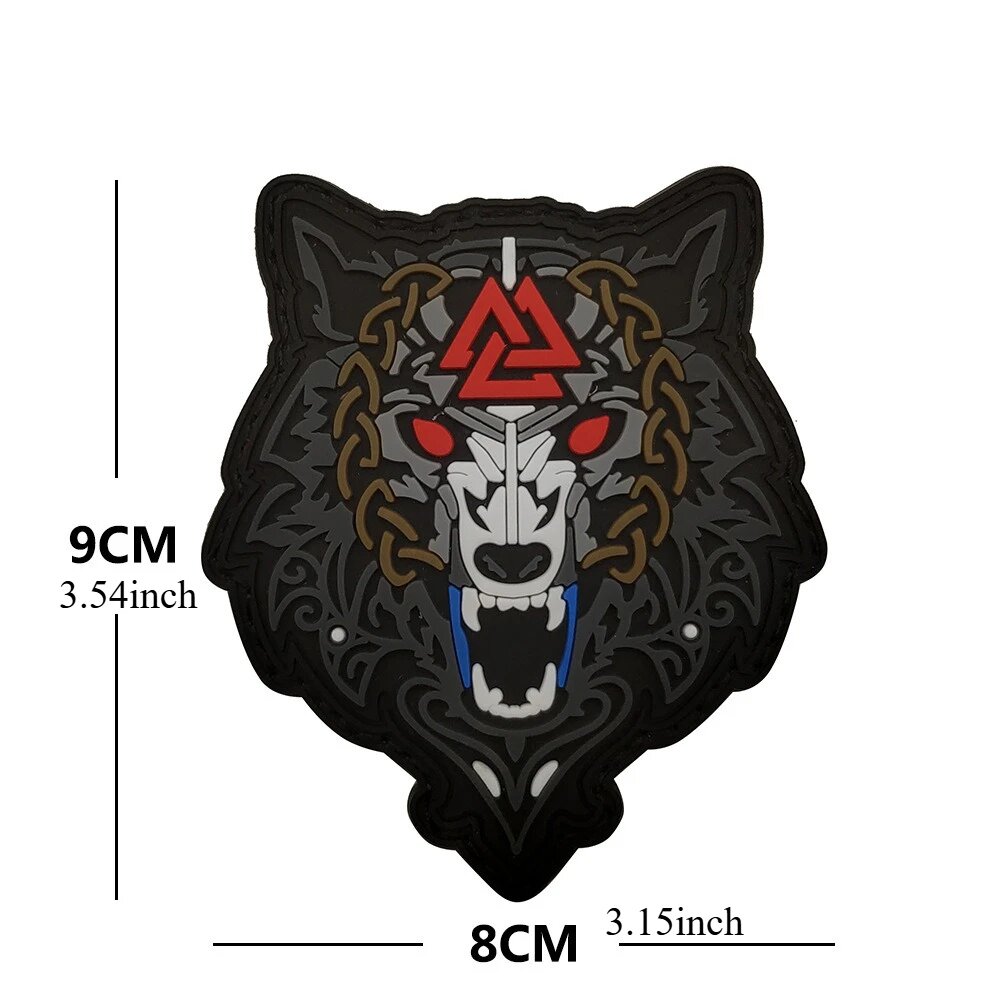 Нашивка 3D ПВХ с волком Викингов Античная латунь