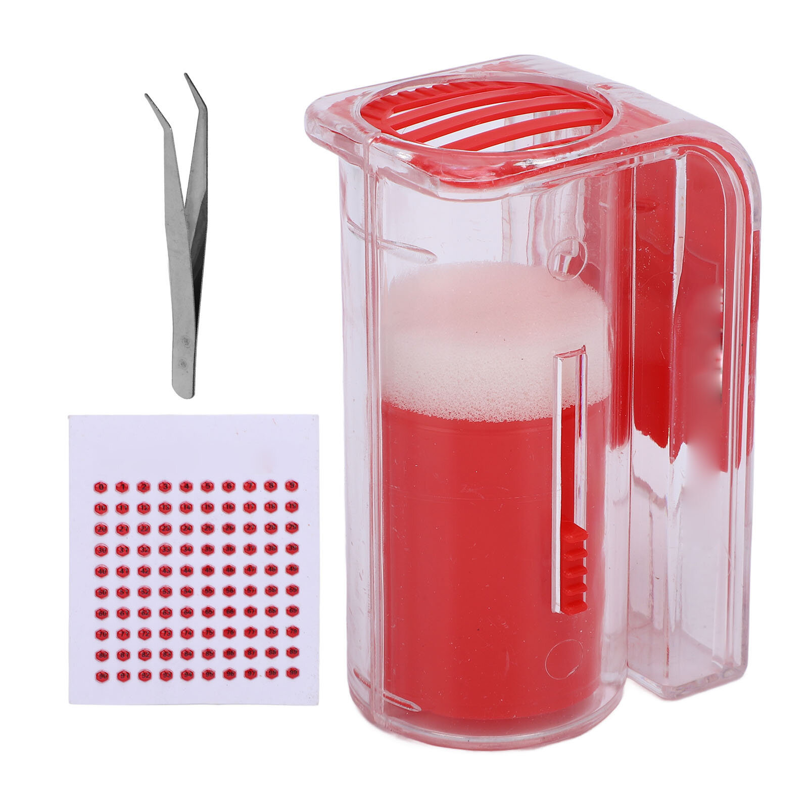 Королева пчела Marking Kit Professional Queen Bee Marking Cage с наклейкой с номером 0-99 и пинцетом для пчеловода Red