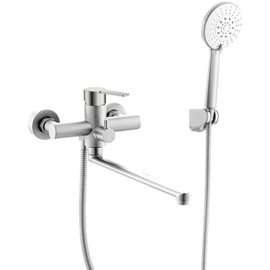 Смеситель для ванны и душа Agger Easy A3121122 однорычажный универсальный с душевым набором, сатин матовый