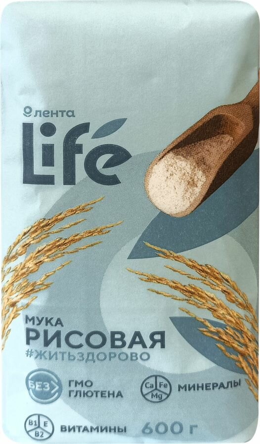 Мука рисовая лента LIFE безглютеновая, 600г x 5 упаковок