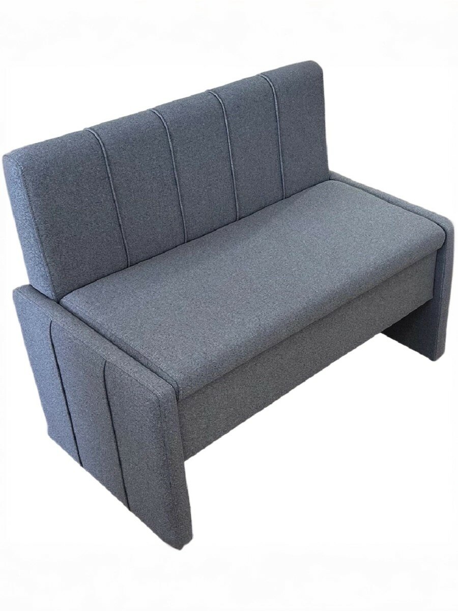 Диван кухонный прямой StylChairs Стиль, ширина 110 см, ткань серо-синяя