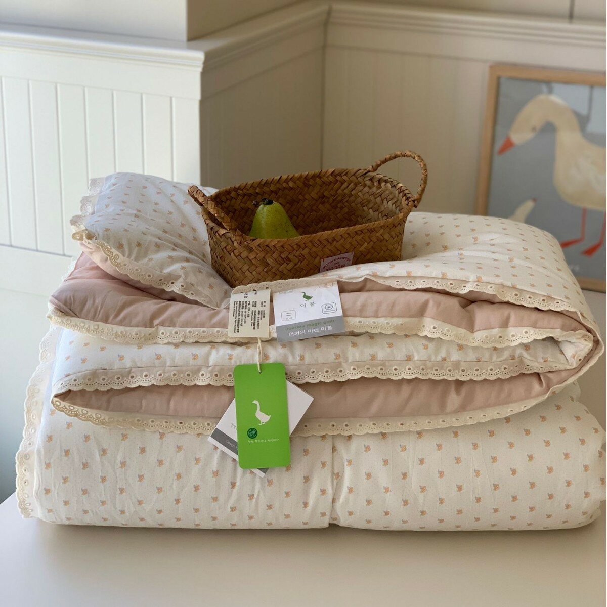 Настоящее одеяло "Korean Big Goose" с цветочным кружевом, 100% хлопок, муслиновое одеяло для межсезонья, 200x230 см