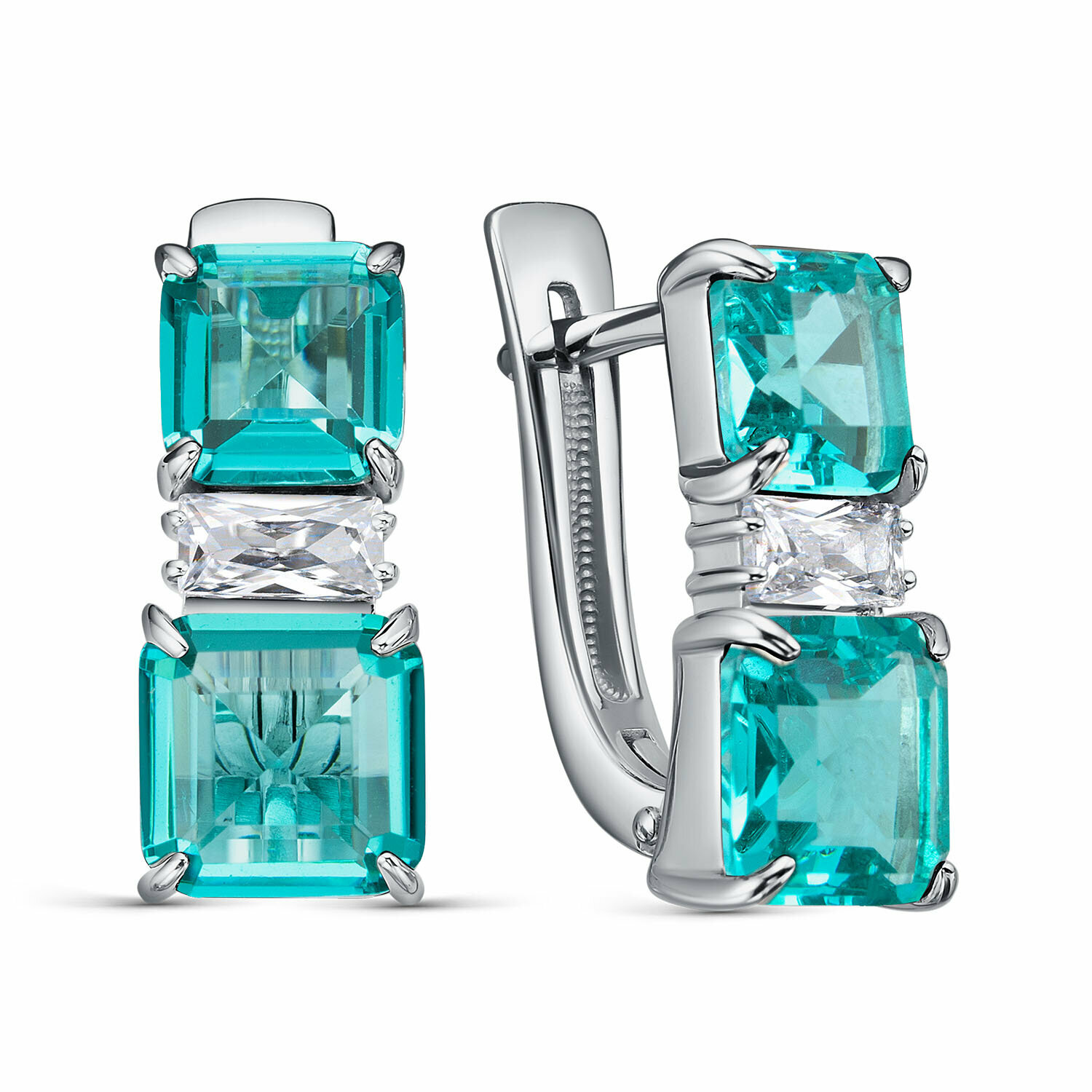 Подвеска для серег, серебро, 925 проба, алпанит, фианит