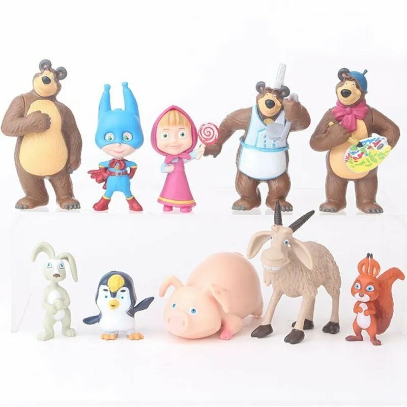 Аниме фигурки Маша и Медведь Детские игрушки / Masha and Bear 10шт
