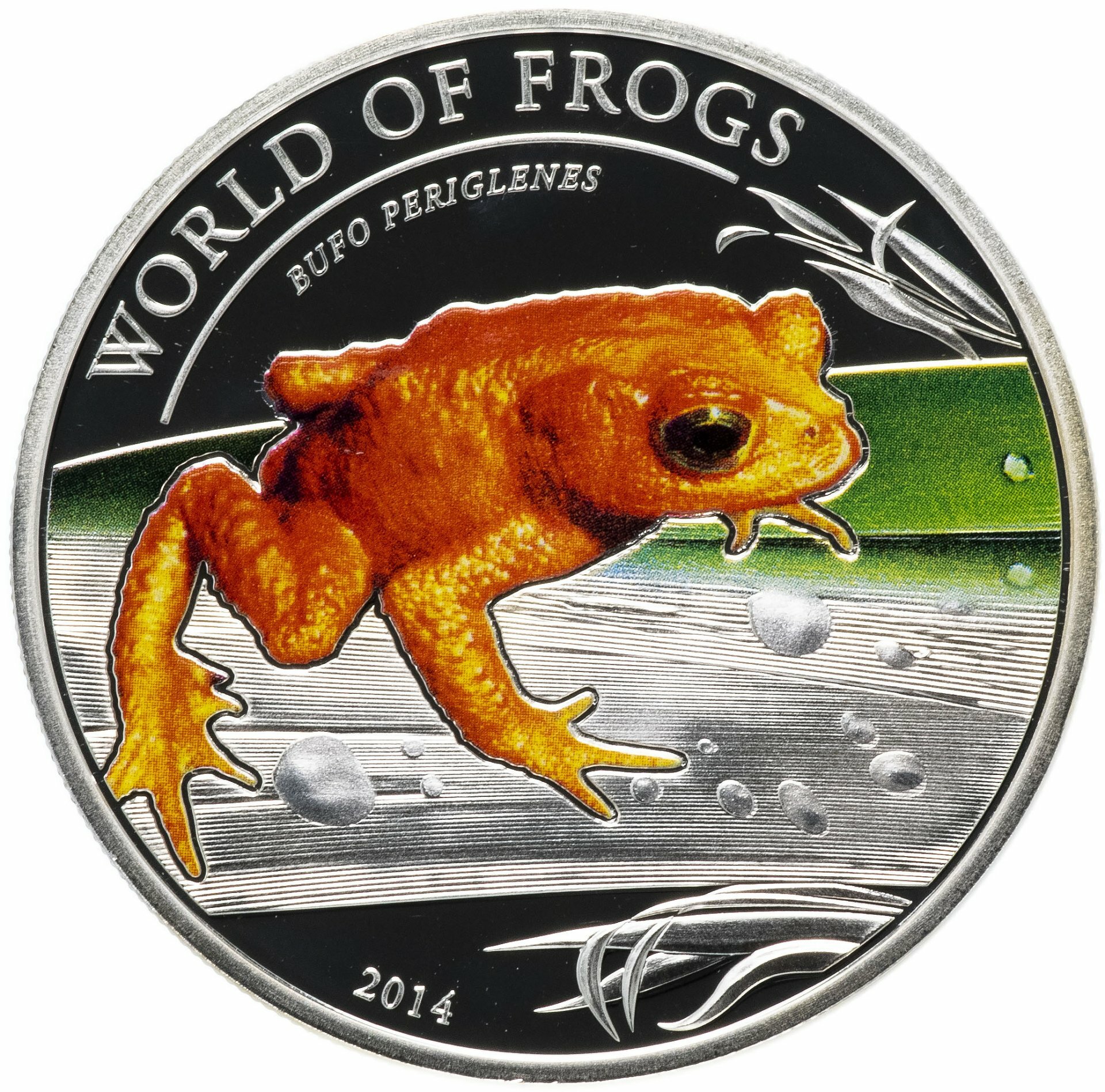 Палау 2 доллара 2014 Proof "Мир лягушек - оранжевая жаба" в футляре, с сертификатом, Серебро 925