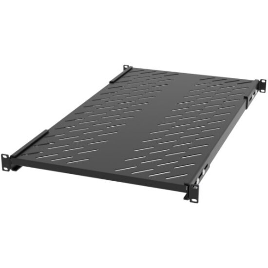 Полка стационарная Filum FL-RSHR-1U-800-BK 19" усиленная, 1U, перфорированная, глубина 800 мм, нагрузка 150 кг, черная RAL9005M