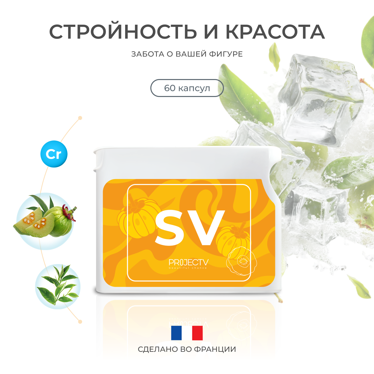 PROJECT V SV, витамины для ускорения обмена веществ и похудения, жиросжигающий комплекс, 60 капсул