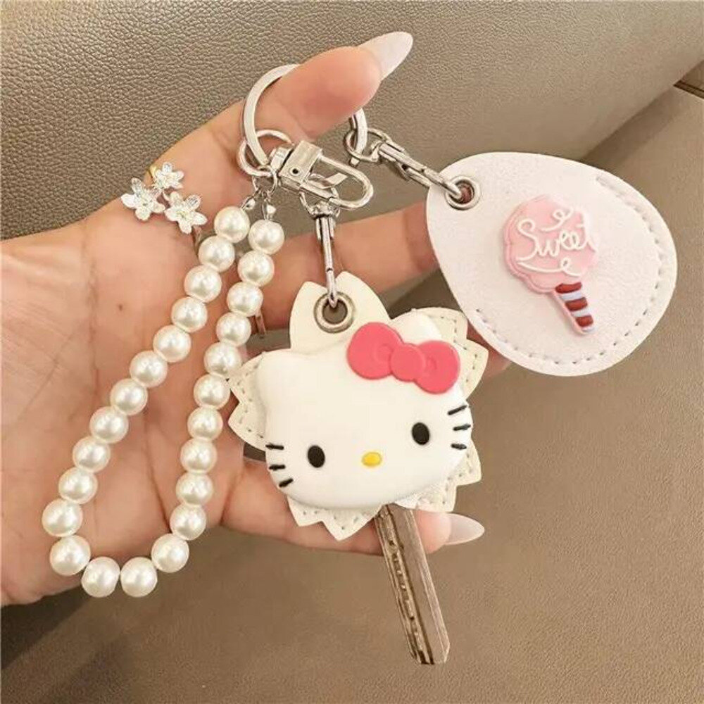 Новый брелок Hello Kitty в стиле аниме, розовый, с изображением головы Hello Kitty, круглый, с защитной карточкой доступа, аксессуары для брелока.