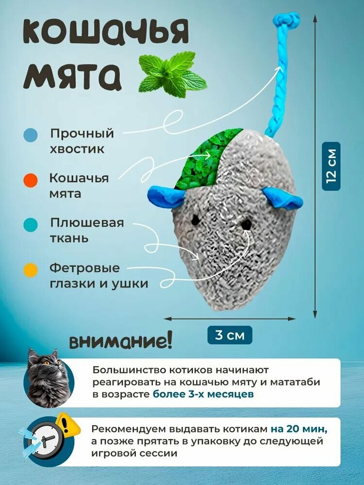 Игрушки для кошек с кошачьей мятой / мягкие мышки / набор 5шт