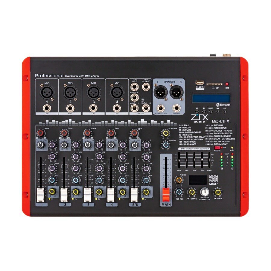 ZTX audio Mix 4.1. Fx Микшерный пульт - Купить | Bluetooth | SD | MP3