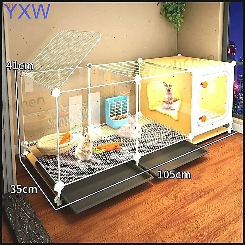 Клетка для кроликов 105*35*41 для грызунов, морских свинок, двухзонная + подставки для ног + лоток