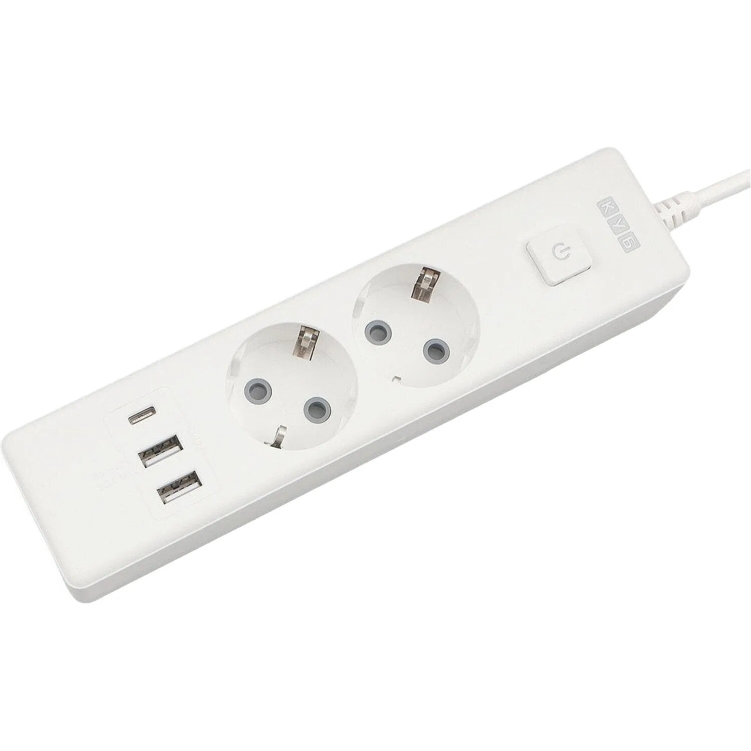 Удлинитель Power Cube, 2р с/з вык,3USB, 3500 Вт,16А, 1.9м,3x1.0 (белый)