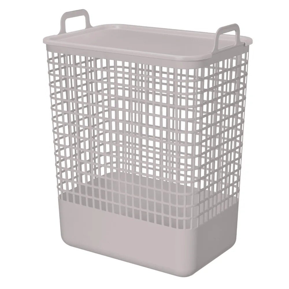 Корзина для белья 35л с крышкой "Kово", 380*262*500мм, светло-бежевый