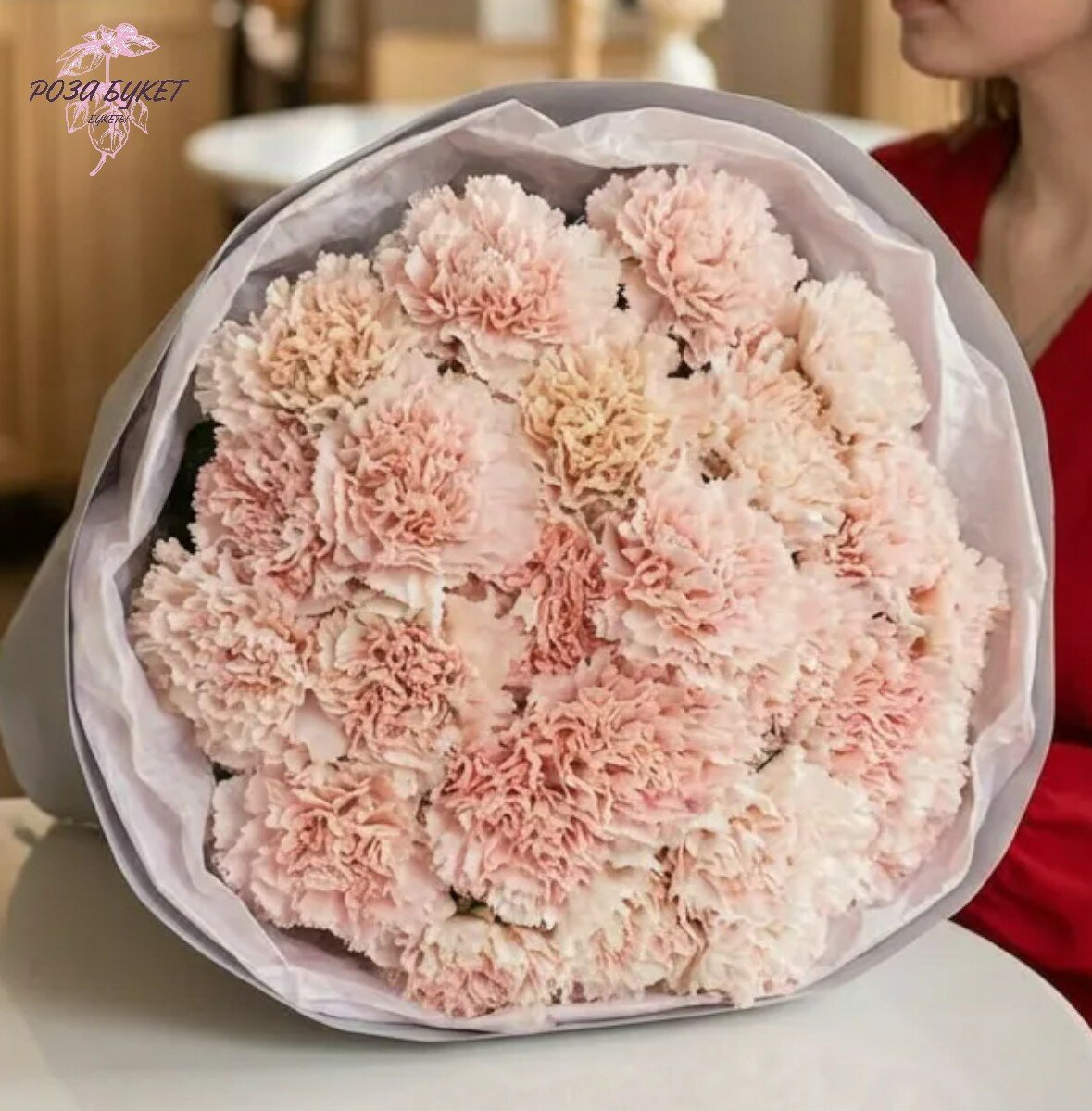 Букет цветов, Букет из розовых гвоздик, 25 шт. Гвоздики. Красивый букет цветов, Премиум букет. Долгий букет.