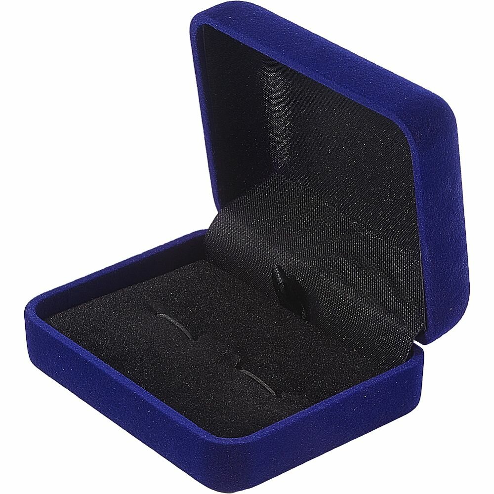 1 шт. Бархатные подарочные коробки для хранения запонок с откидной крышкой и черным внутренним прямоугольником синего цвета 7,6 x 6,05 x 3 см