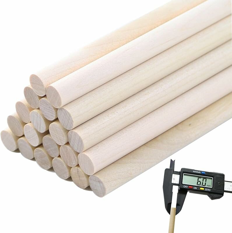 1/2 x 12 дюймов круглые деревянные палочки для рукоделия, 20 шт.