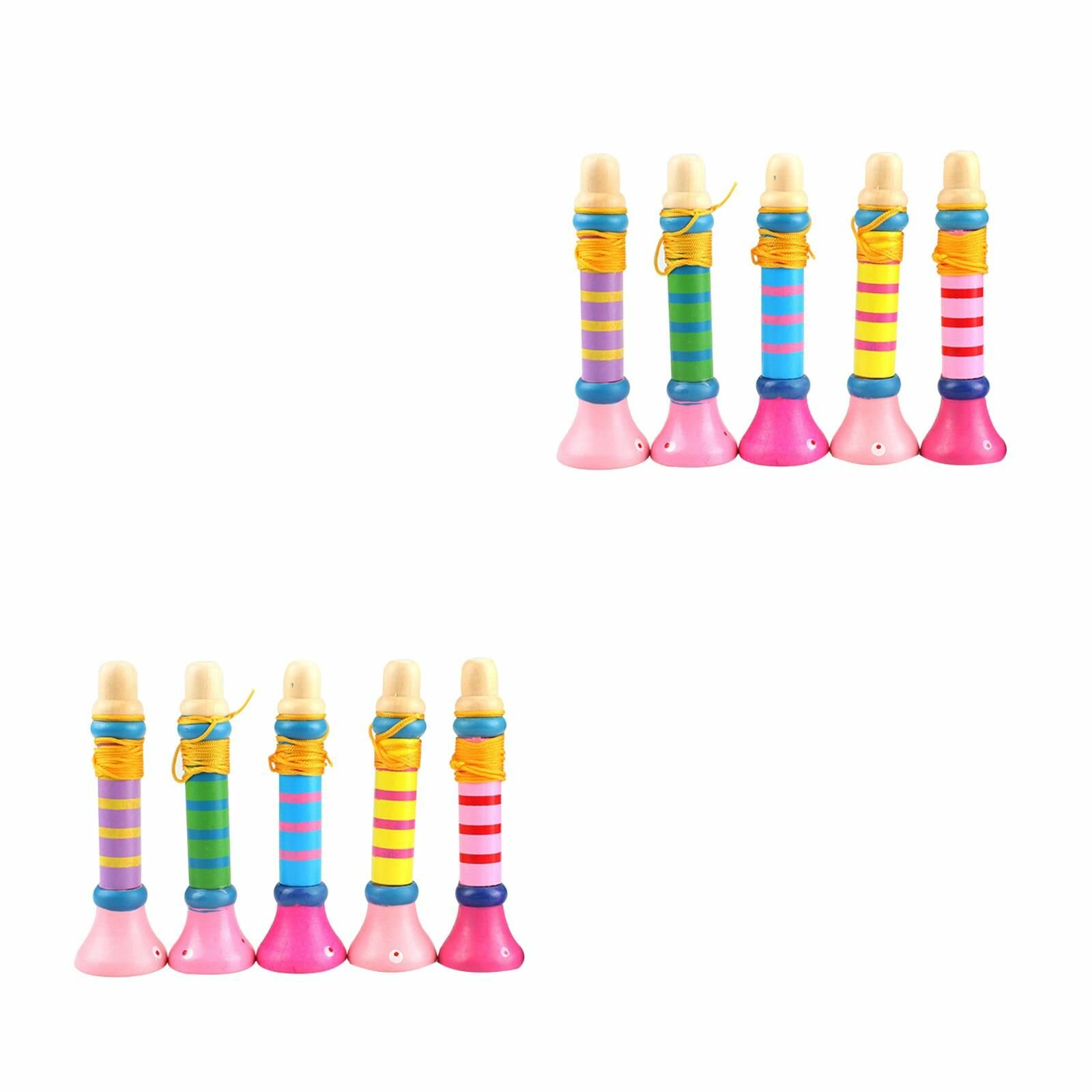 Набор из 10 деревянных цветных дудочек-трубочек для игры детей