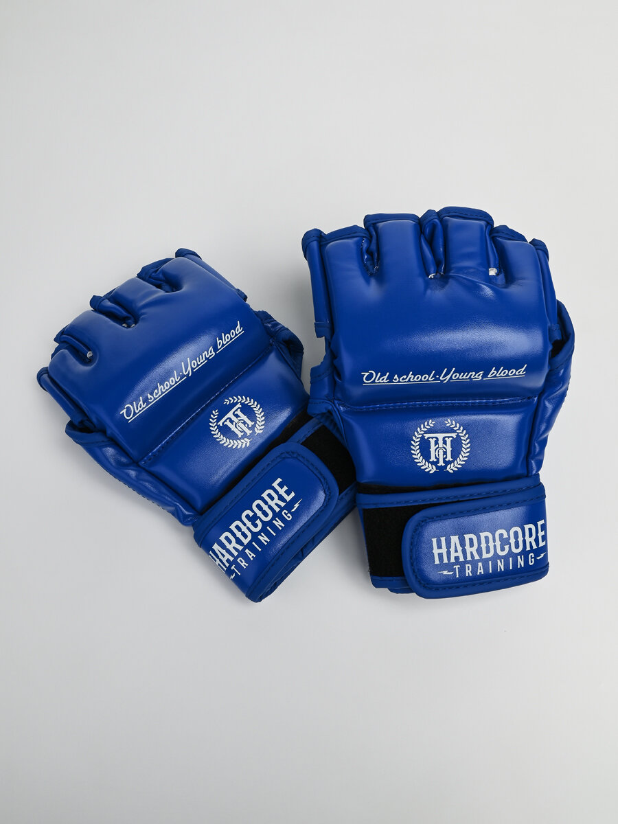 Перчатки для смешанных единоборств ММА Hardcore Training Base PU Blue L/XL