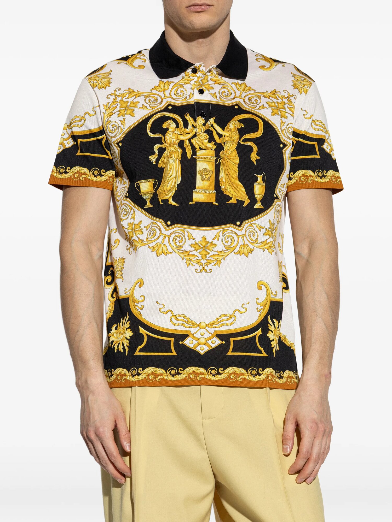 Рубашка Versace Pattern polo shirt, размер 50, белый — фото 1