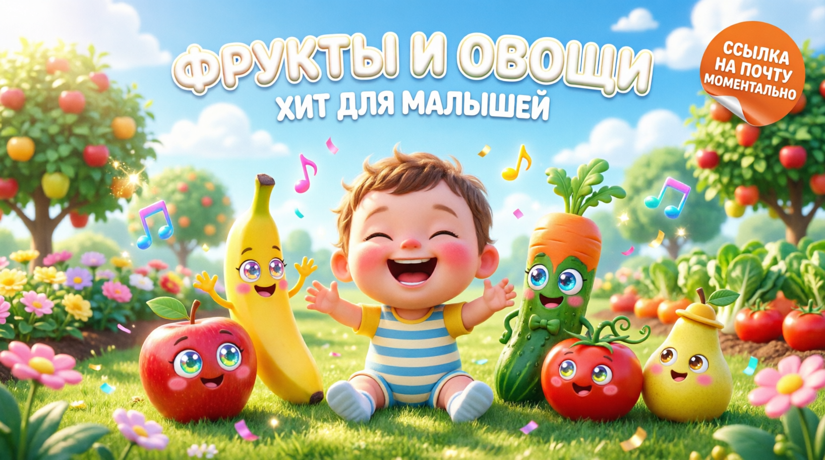 Детская развивающая песенка "Фрукты и овощи". mp3-файл высылается на почту после оплаты.