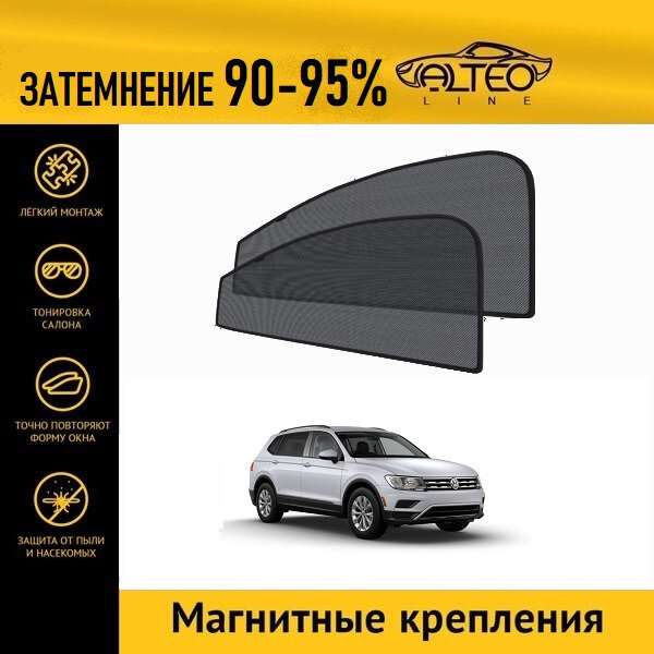 Каркасные автошторки ALTEO PREMIUM на Volkswagen Tiguan 2 (2016-н. в.) на передние двери на магнитах с затемнением 90-95%