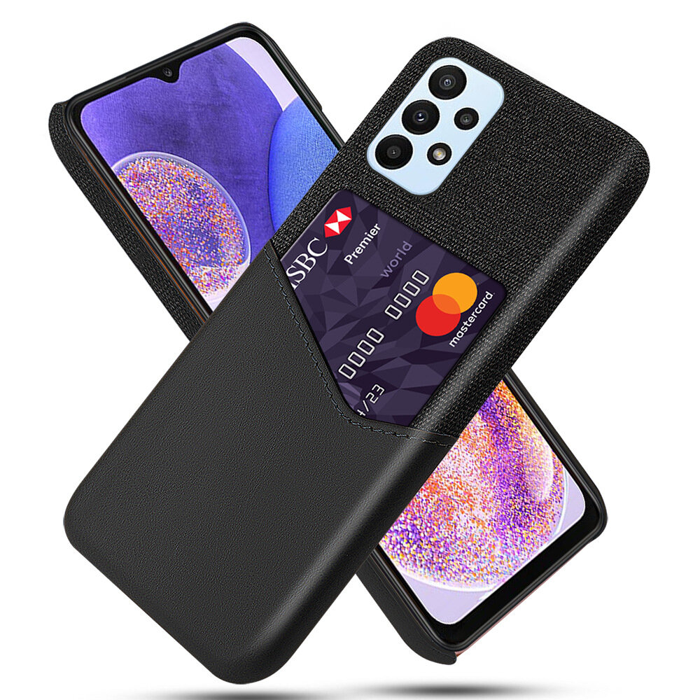 Чехол-накладка MyPads «Buffalo scomparto» для Samsung Galaxy A23 из эко-кожи с отделениями для банковских карт мужской женский черный