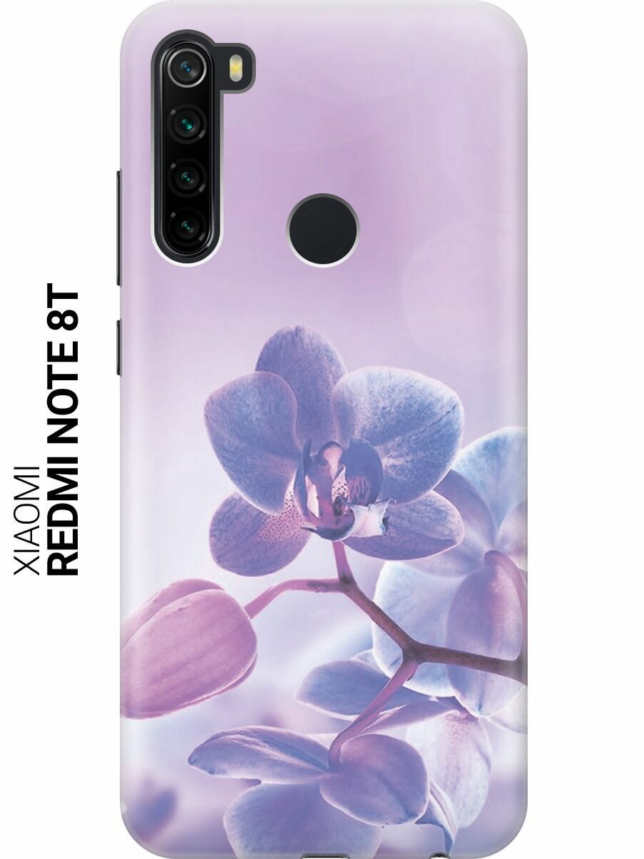 Силиконовый чехол на Xiaomi Redmi Note 8T, Сяоми Редми Ноут 8Т с принтом "Лиловые орхидеи"