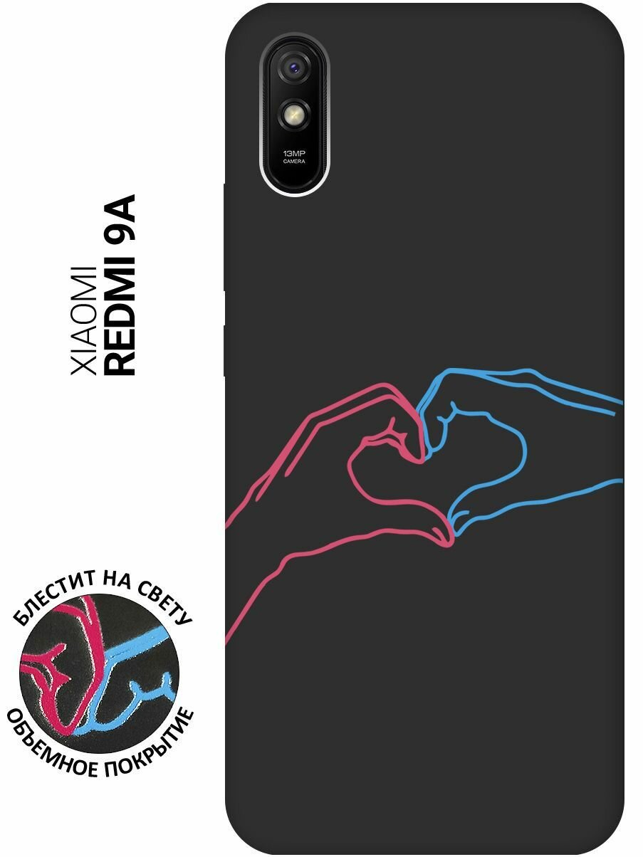 Матовый Soft Touch силиконовый чехол на Xiaomi Redmi 9A, Сяоми Редми 9А с 3D принтом "Fall in Love" черный
