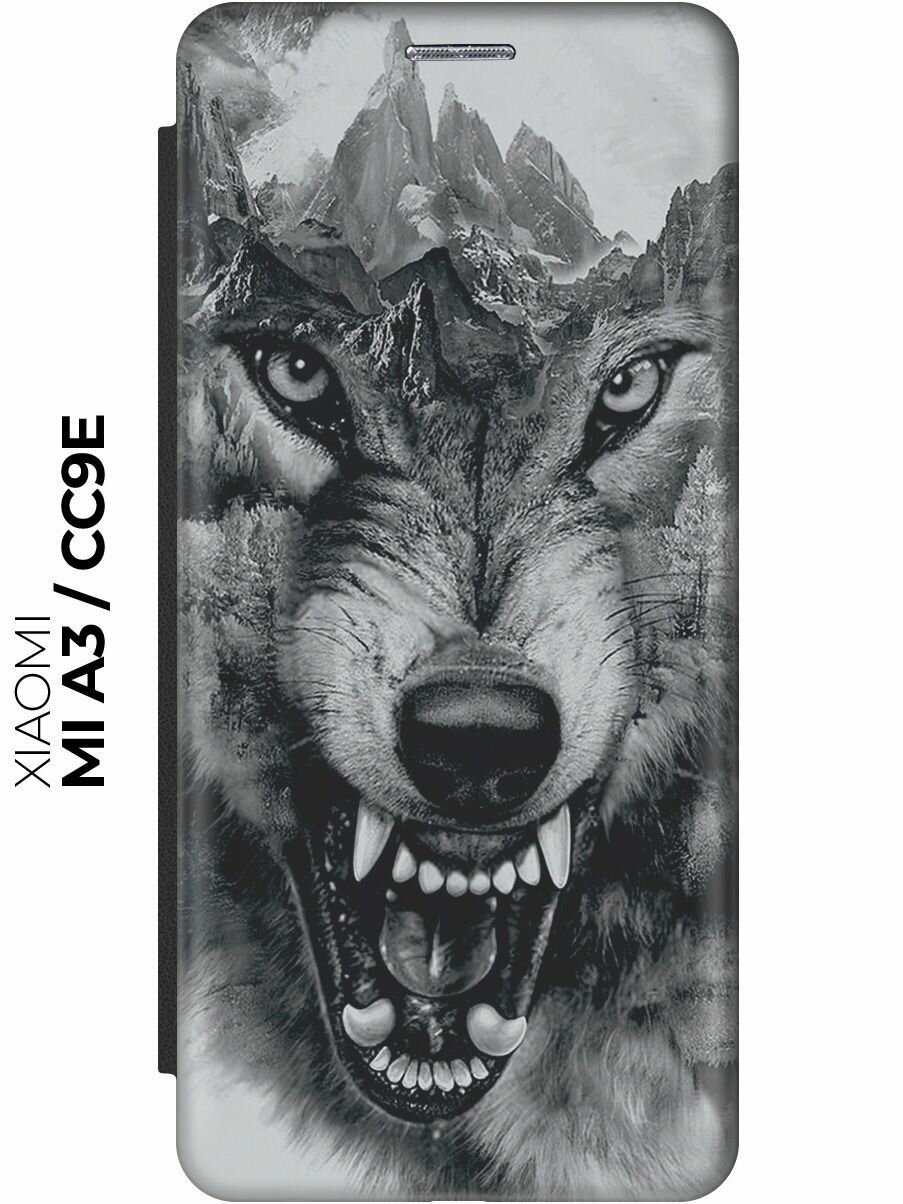 Чехол-книжка Волк в горах на Xiaomi Mi A3 / CC9e / Сяоми Ми А3 / Ми СС9е черный