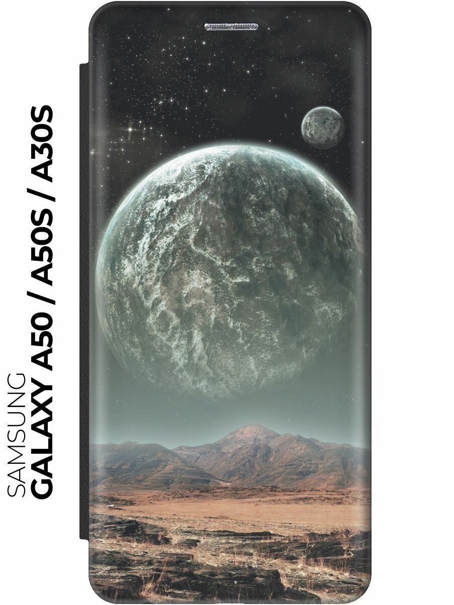 Чехол-книжка Пустыня и космос на Samsung Galaxy A50 / A50s / A30s / Самсунг А50 / А30с / А50с черный