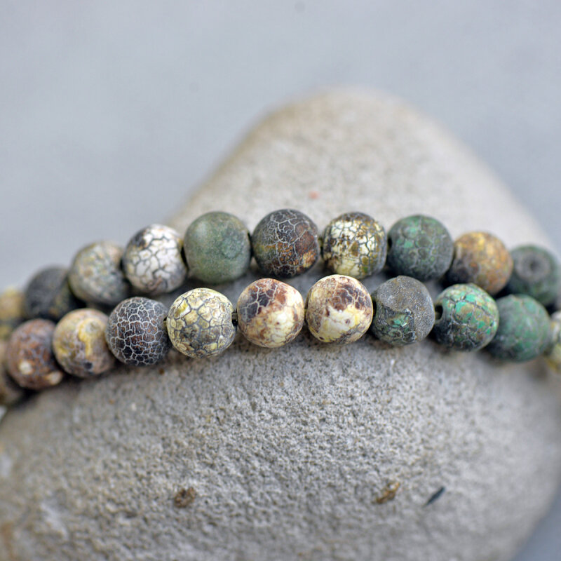 Агат Бусины натуральные 24 шт, цвет коричневый кокос, размер 8 мм