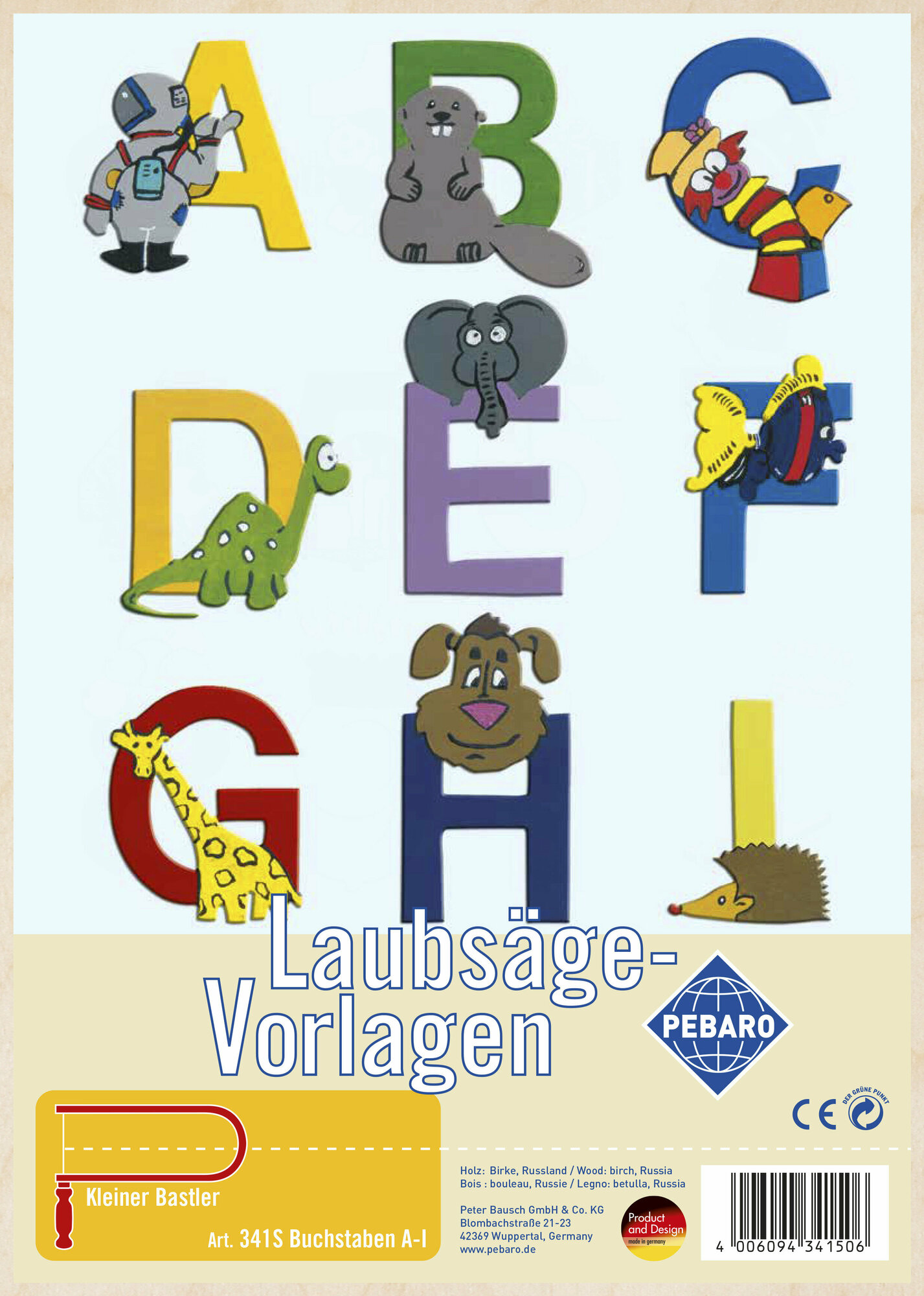 Заготовка из фанеры "Буквы A-I для выпиливания лобзиком" (341S)