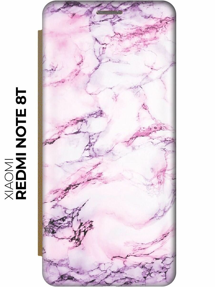 Чехол-книжка Фиолетовый мрамор на Xiaomi Redmi Note 8T / Сяоми Редми Ноут 8Т золотой