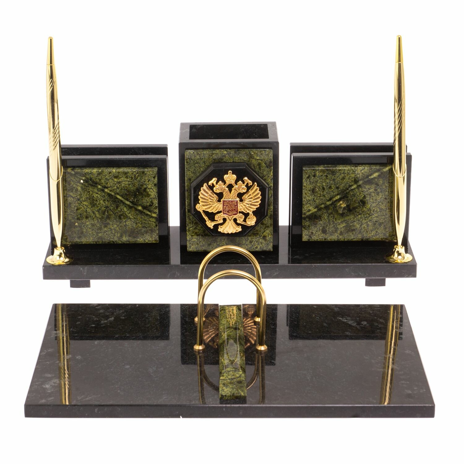 Настольный набор "Офисный" камень змеевик 126555