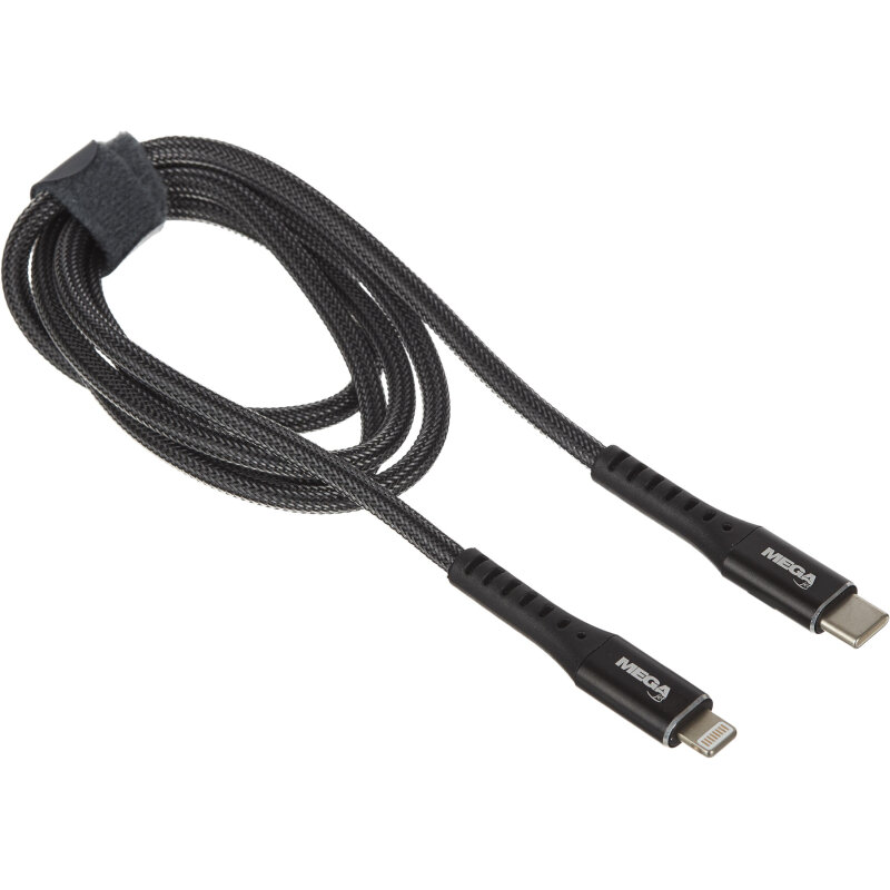 Кабель ProMega U210PD, мощность, 1м, Type-C to Lightning, нейл, черный ProMega jet 1639342
