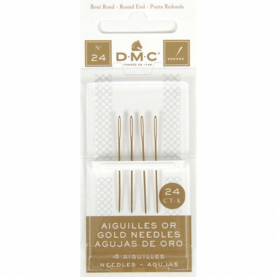DMC 6130/6 Иглы гобеленовые позолоченные №24, 4 шт