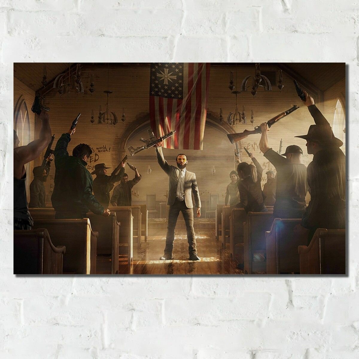 Картина интерьерная на дереве Far Cry 5 Злодей, Индюк, Шутер, Секта - 14315