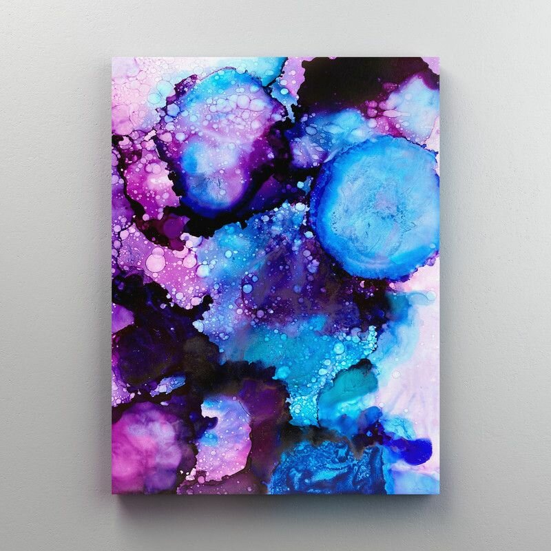 Интерьерная картина на холсте "Абстракция - акварельные разводы №3" размер 22x30 см